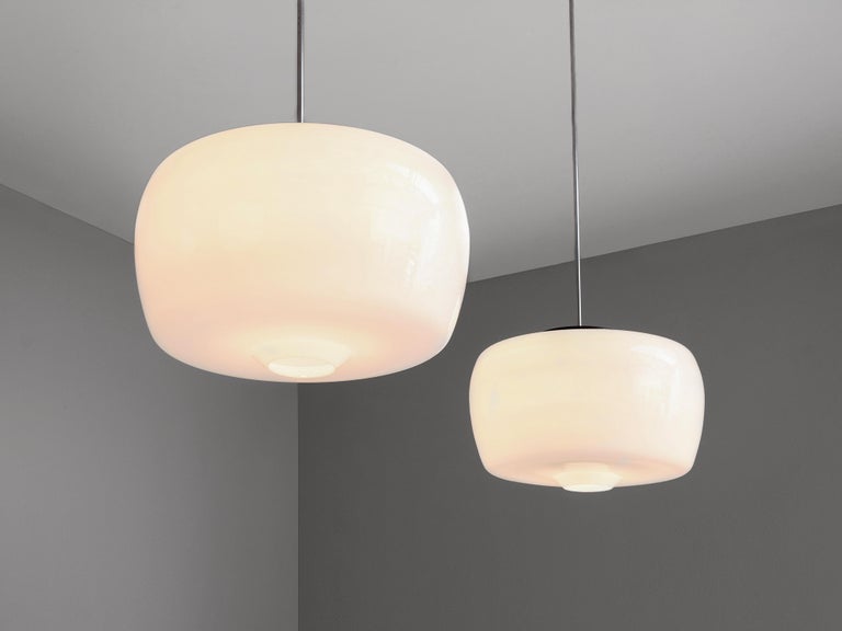 Pendants in Opaline Glass and Metal For Sale at 1stDibs