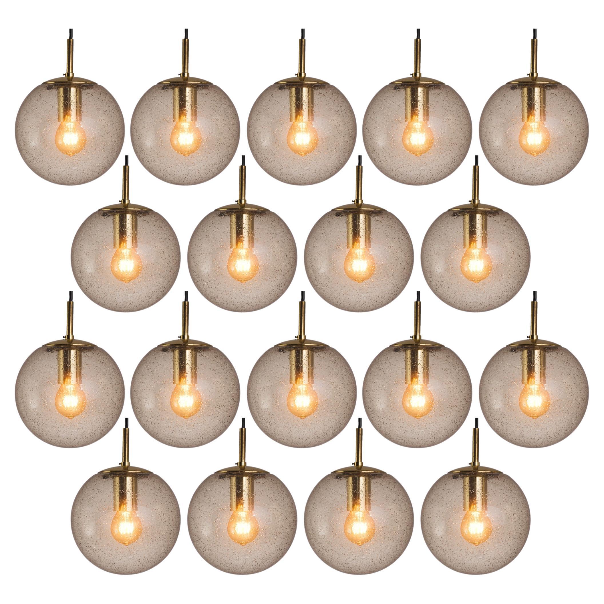 Flute Pendant in Brushed Brass with Smoke Grey Glass Diffuser, UL ...