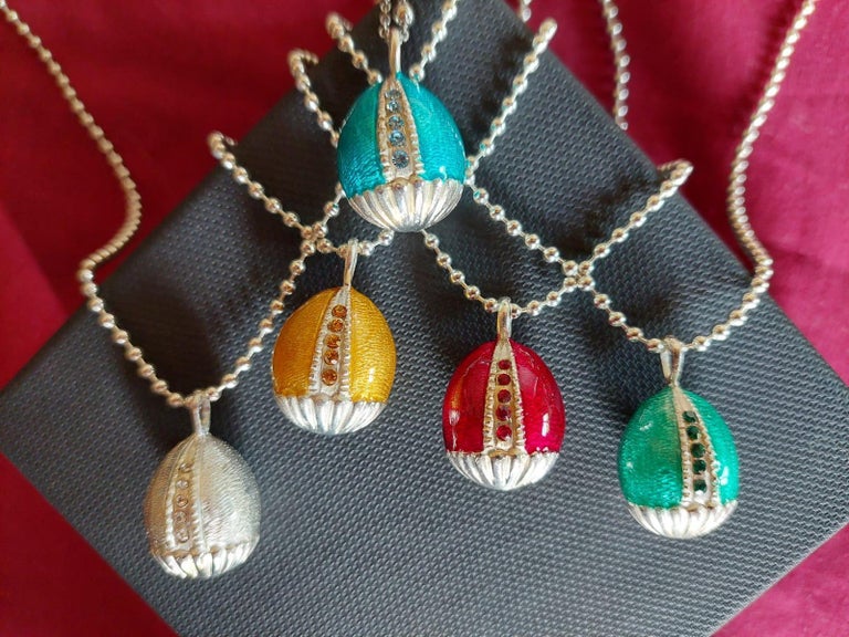Pendent Fabergé Style Silver, Sterling Silver, Handmade, Italy For Sale ...