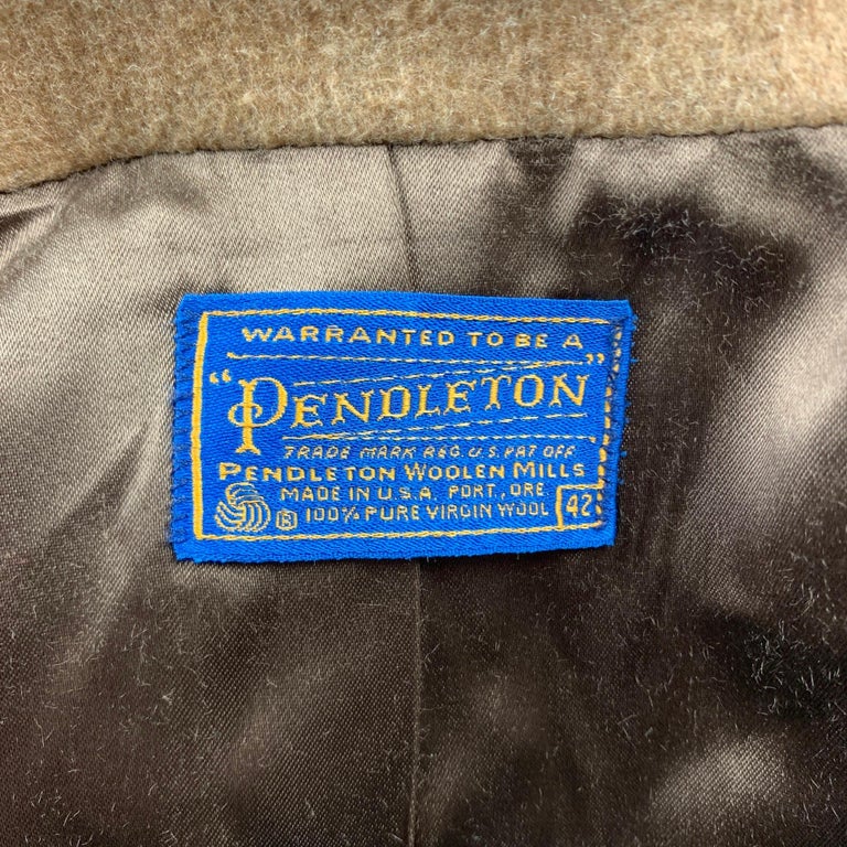 PENDLETON Size L Camel Virgin Wool Notch Lapel Coat at 1stDibs