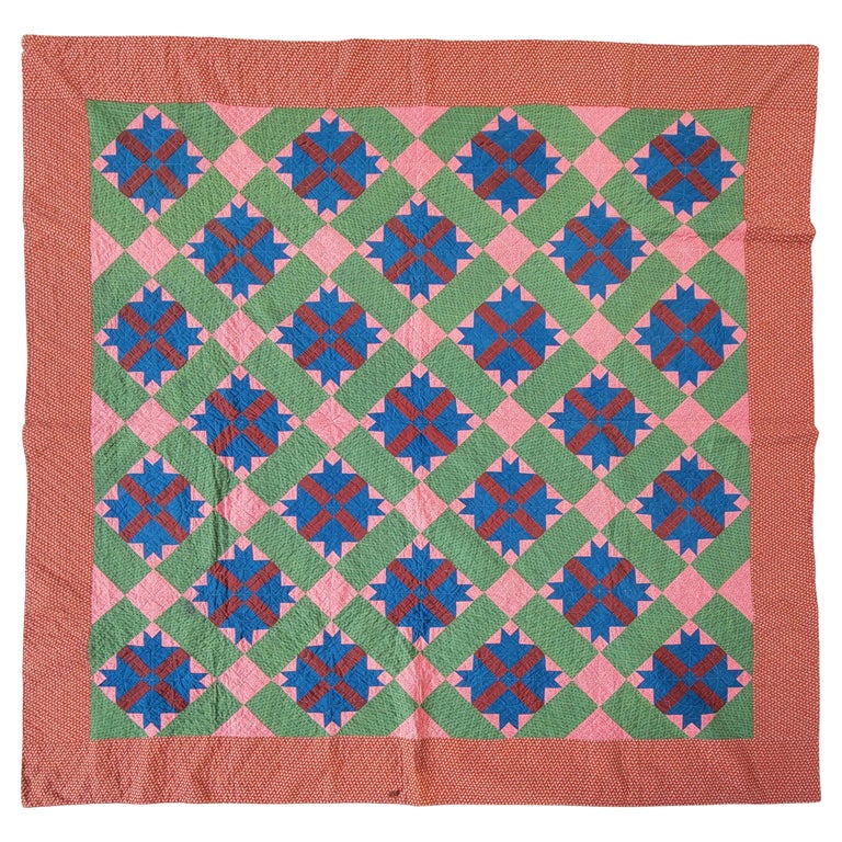 Pennsylvania 19th Century Quilt Tumbling Geometric For Sale at 1stDibs