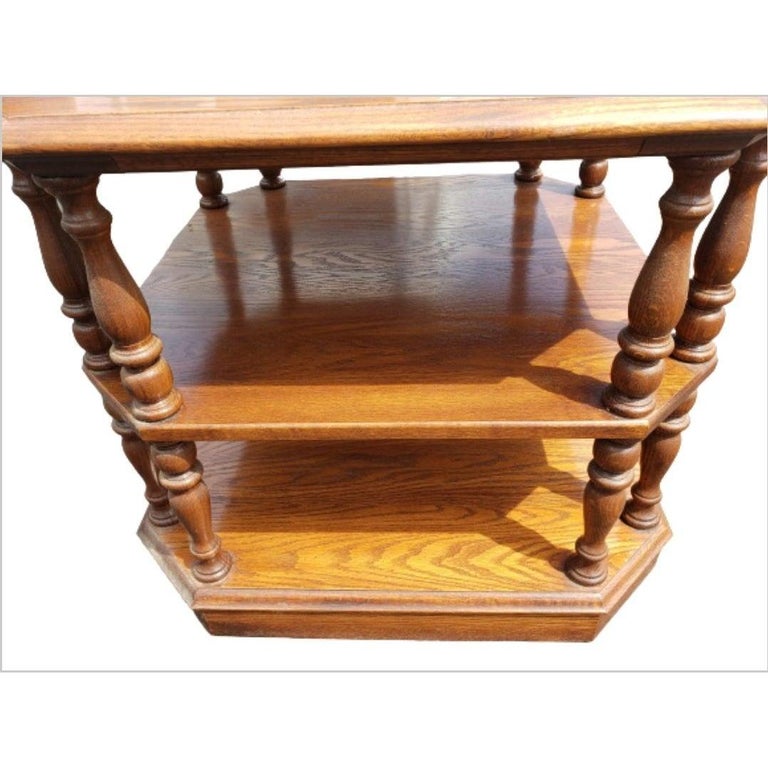 Pennsylvania House 3 Tier Solid Tiger Oak Table with Spindle Legs For ...