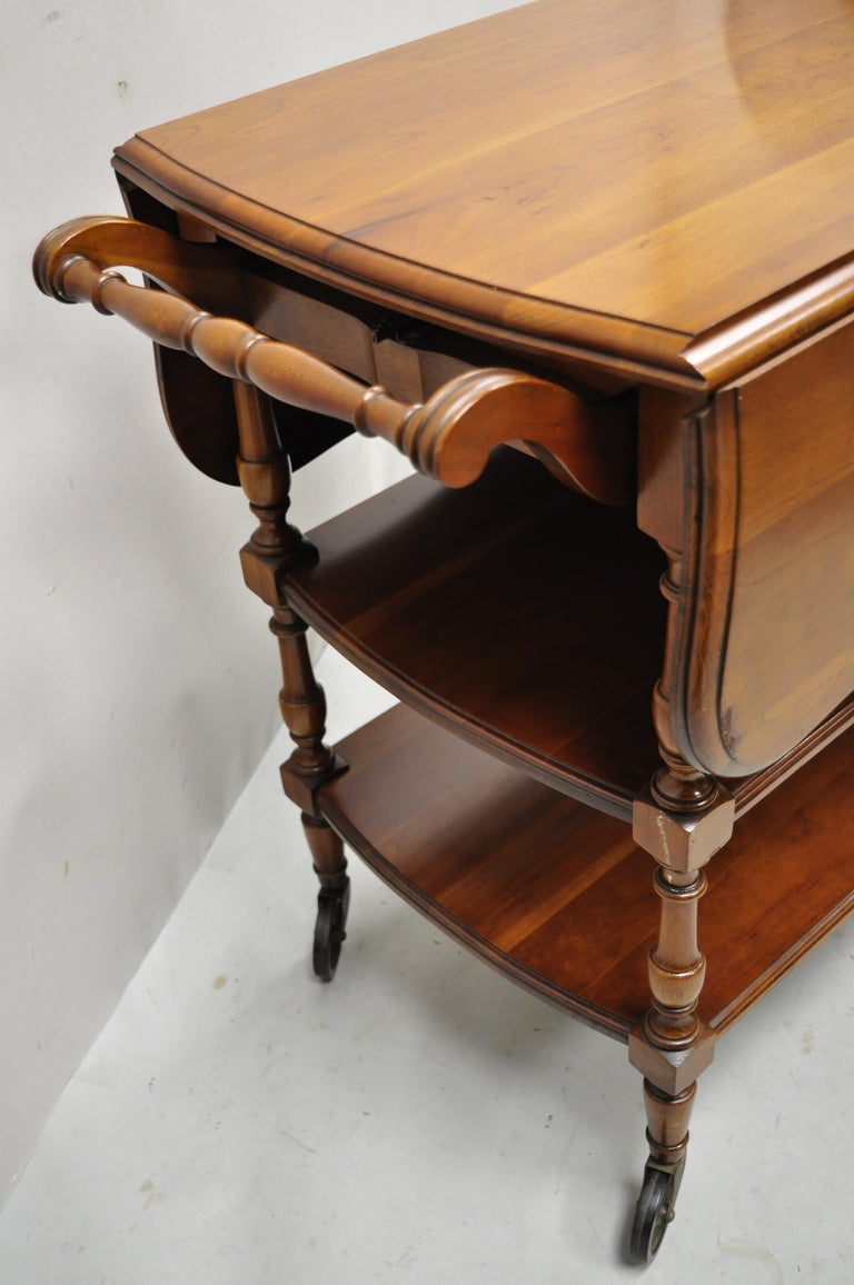 Pennsylvania House Cherry Wood Drop Leaf Rolling Tea Cart Server with ...