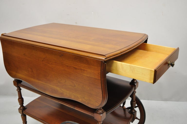 Pennsylvania House Cherry Wood Drop Leaf Rolling Tea Cart Server with ...