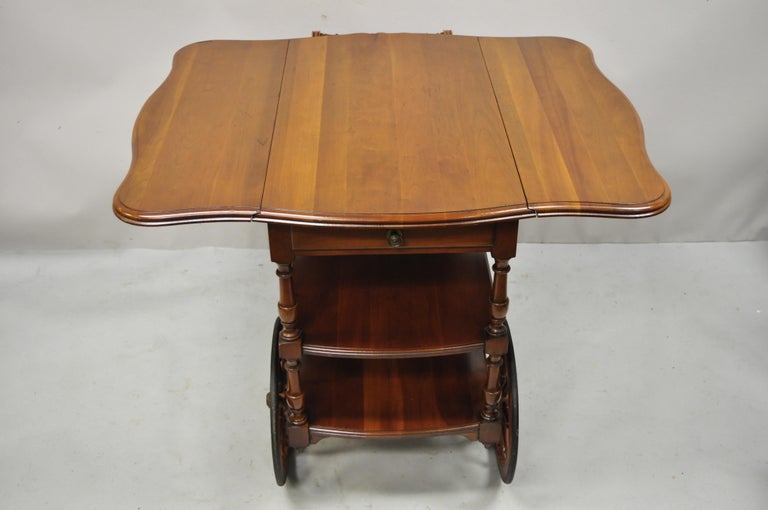 Pennsylvania House Cherry Wood Drop Leaf Rolling Tea Cart Server with ...