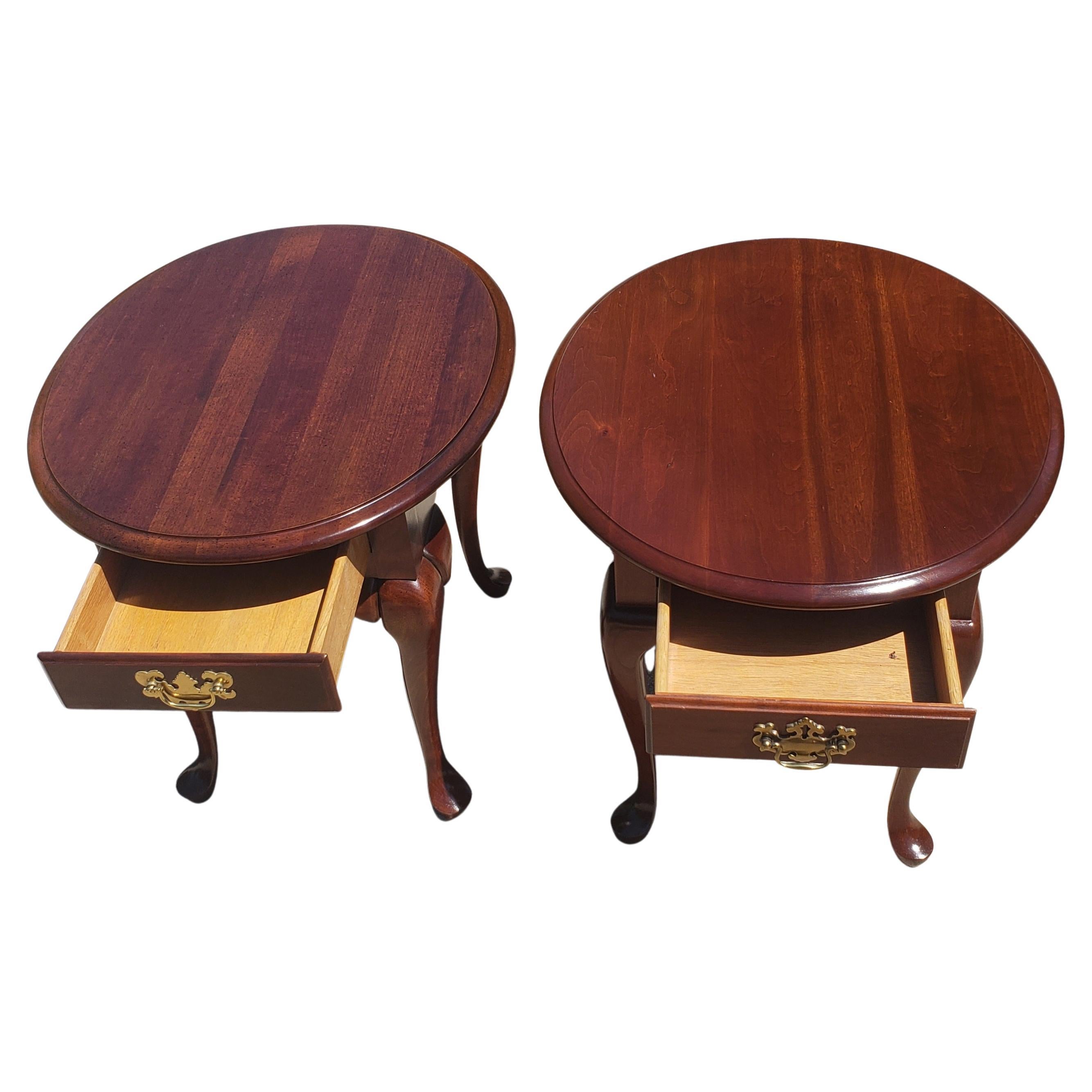 Pennsylvania House Queen Anne Oval Solid Cherry Side Tables For Sale at ...
