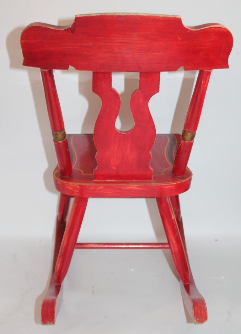 Pennsylvania Original Red Painted Children's Rocking Chair For Sale at ...