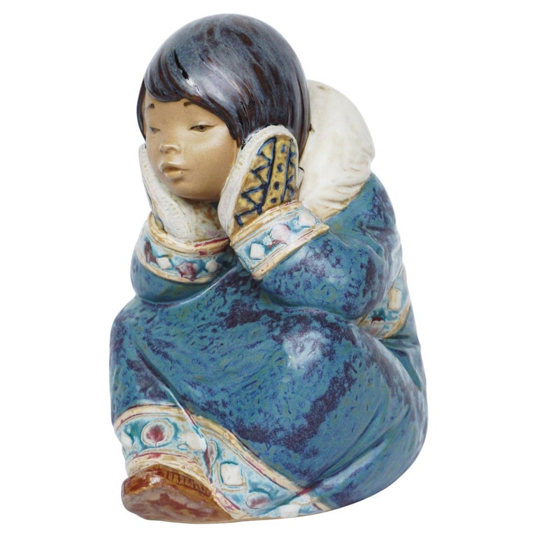 "Pensive Inuit Girl'' Pottery Figuring by Lladró at 1stDibs