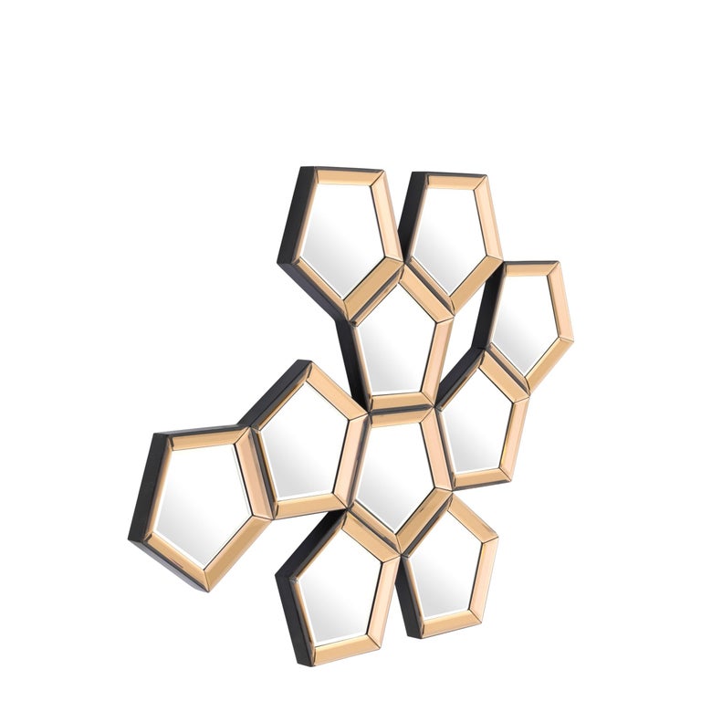 Pentagonal Cluster Mirror with Rose Gold Finish For Sale at 1stDibs