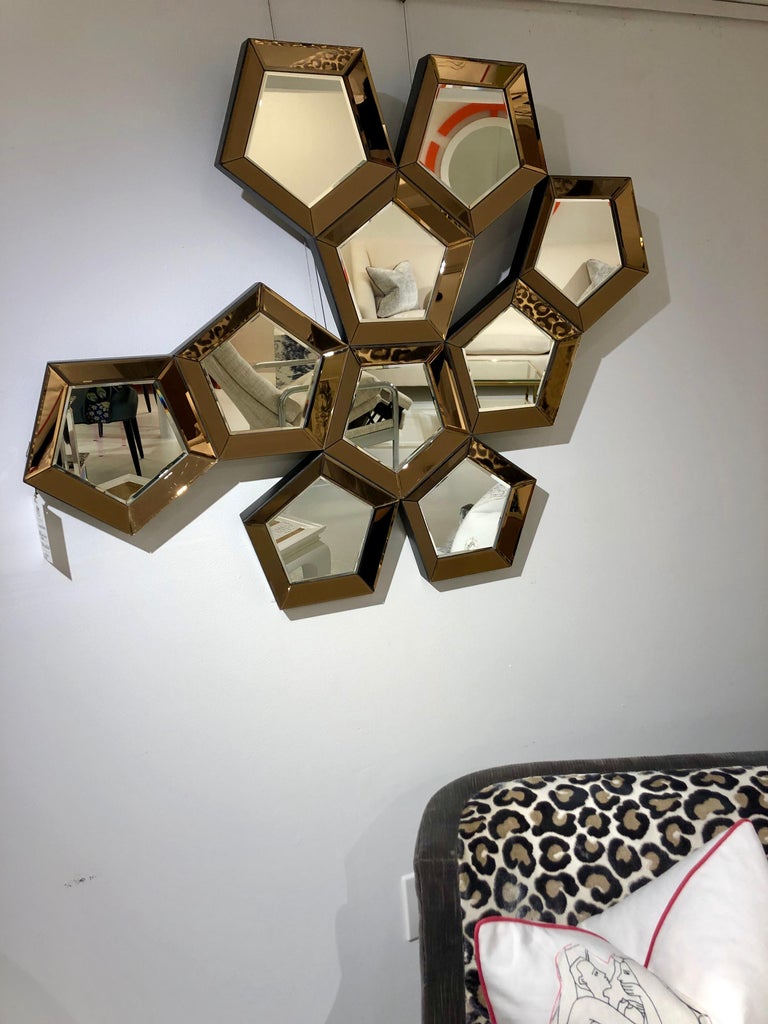 Pentagonal Cluster Mirror with Rose Gold Finish For Sale at 1stDibs