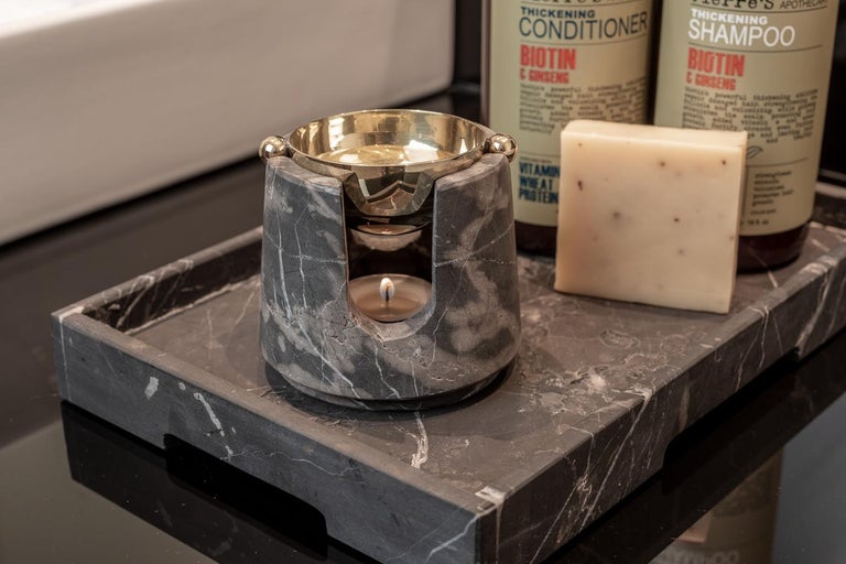 Pentolo Brass and Travertine Marble Oil Diffuser For Sale at 1stDibs