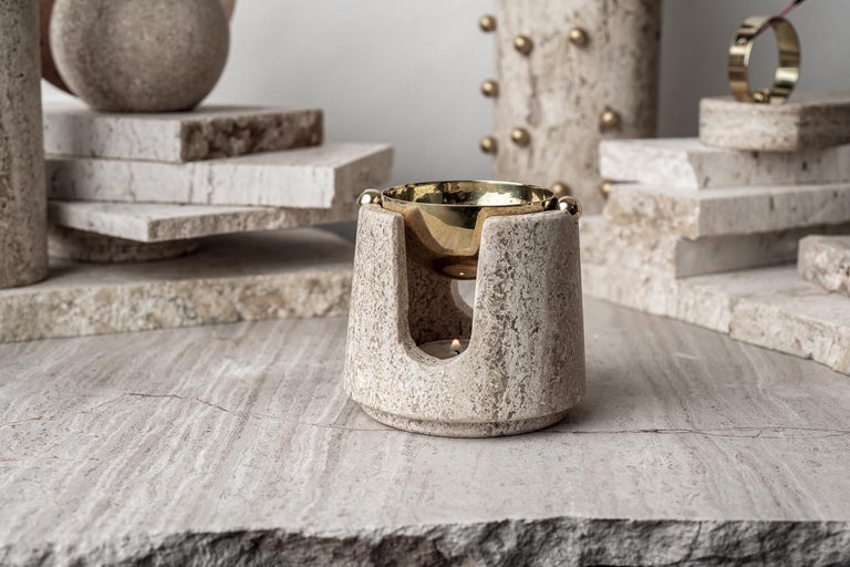 Pentolo Brass and Travertine Marble Oil Diffuser For Sale at 1stDibs