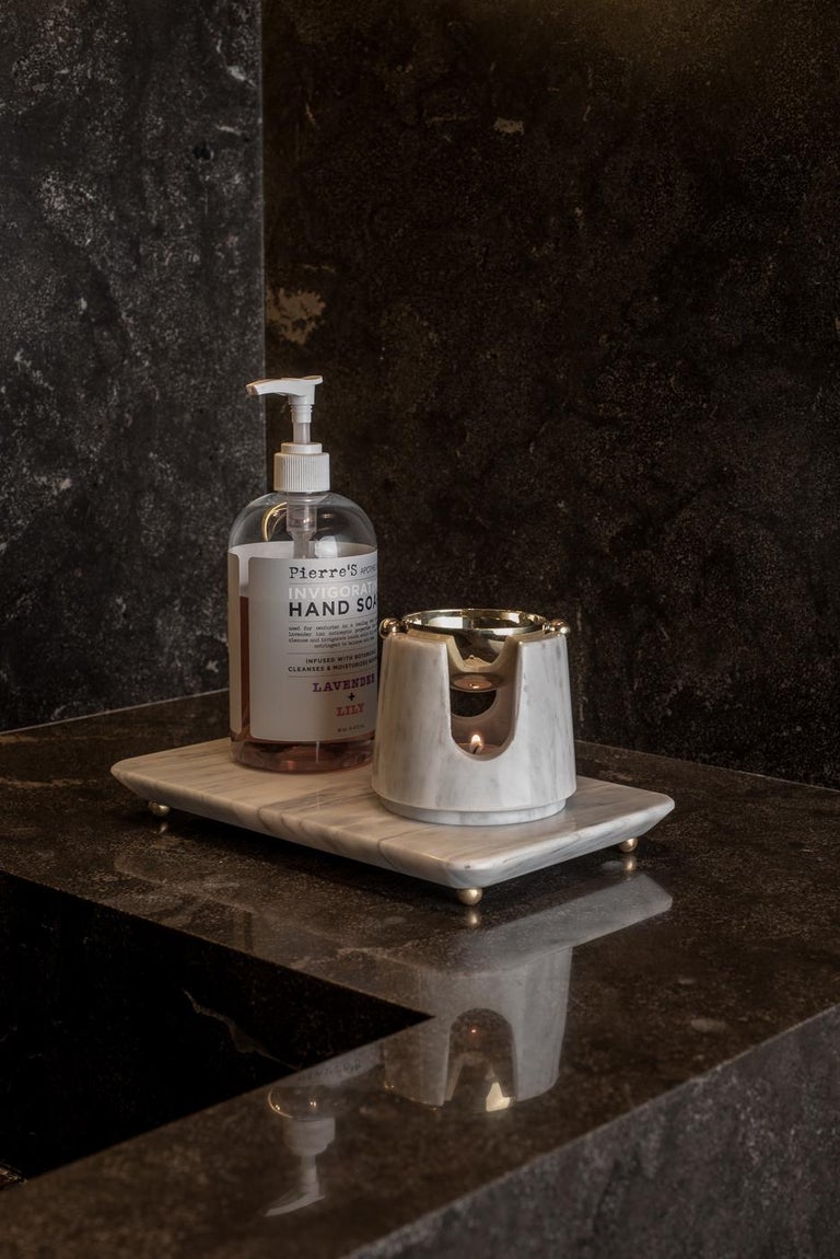 Pentolo Brass and White Marble Oil Diffuser For Sale at 1stDibs