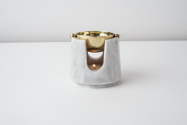 Pentolo Brass and White Marble Oil Diffuser For Sale at 1stDibs