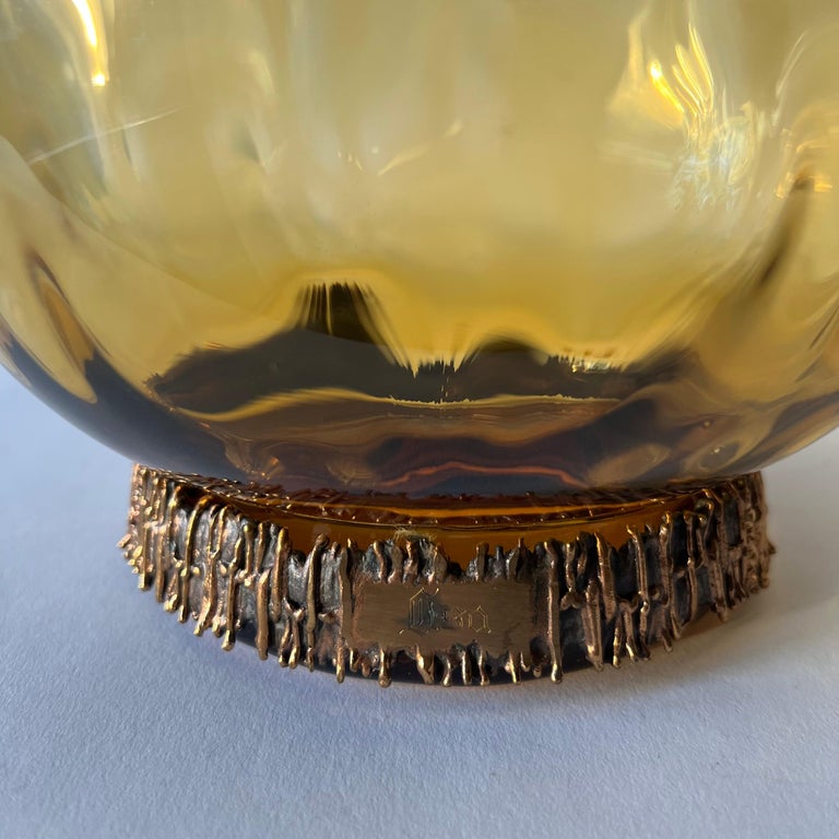 Pentti Sarpaneva Glass Bronze Turun Hopea Punch Bowl Ladle Cups Cream ...