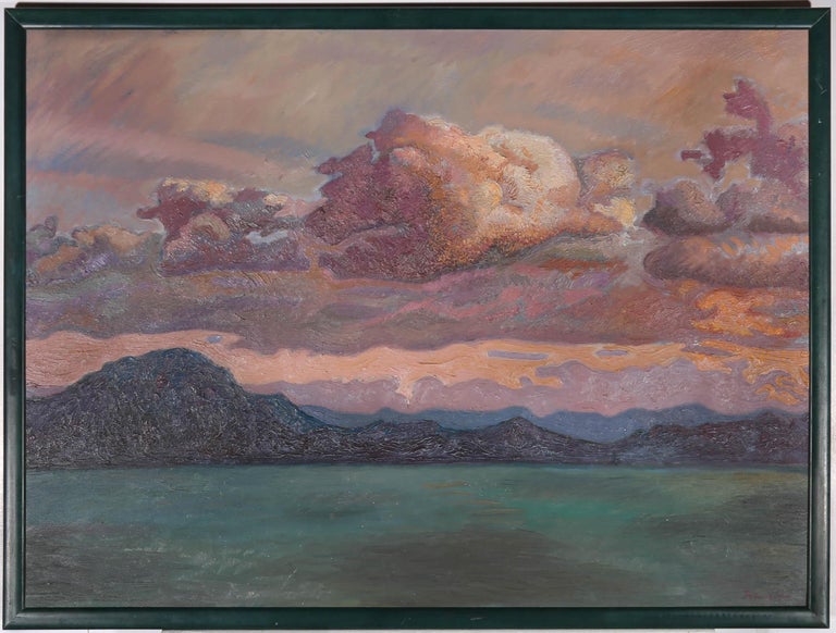 Penuelz - Penuelz - Framed 1994 Oil, Expressionist Sunset For Sale at ...