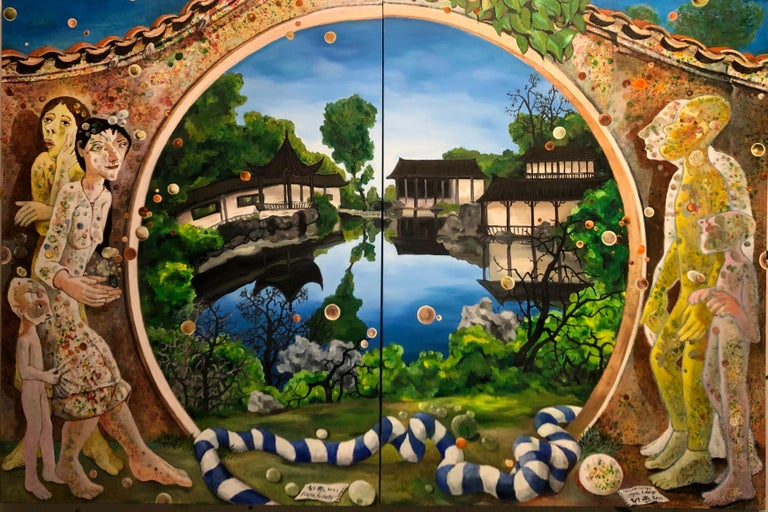Pepe Hidalgo and Guo Yan - Enter the Garden of Dreams (diptych) - oil ...