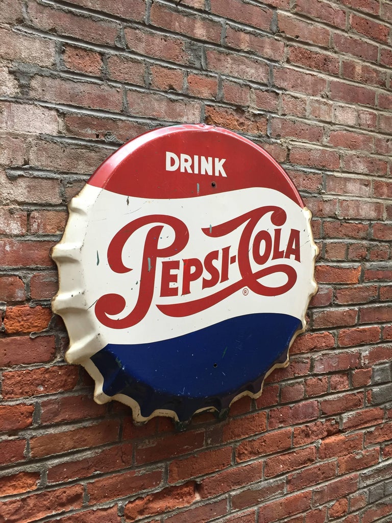Pepsi Cola Bottle Cap Advertising Sign at 1stDibs | pepsi cola bottle ...