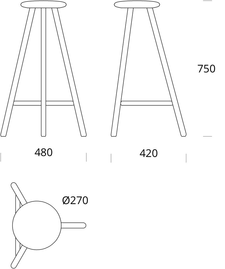 Perch High Bar Stool in Oak by Wesley Walters and Salla Luhtasela For ...