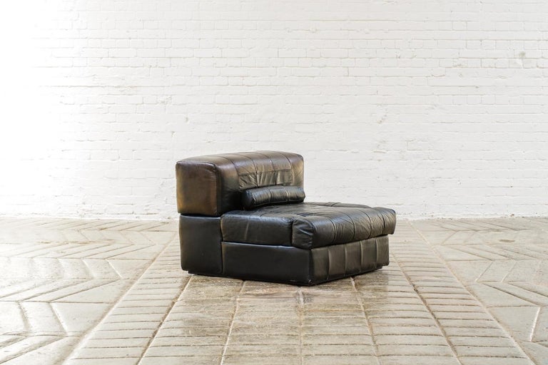Percival Lafer Brazilian Black Leather Modular Sofa/Two Pair Chairs at ...