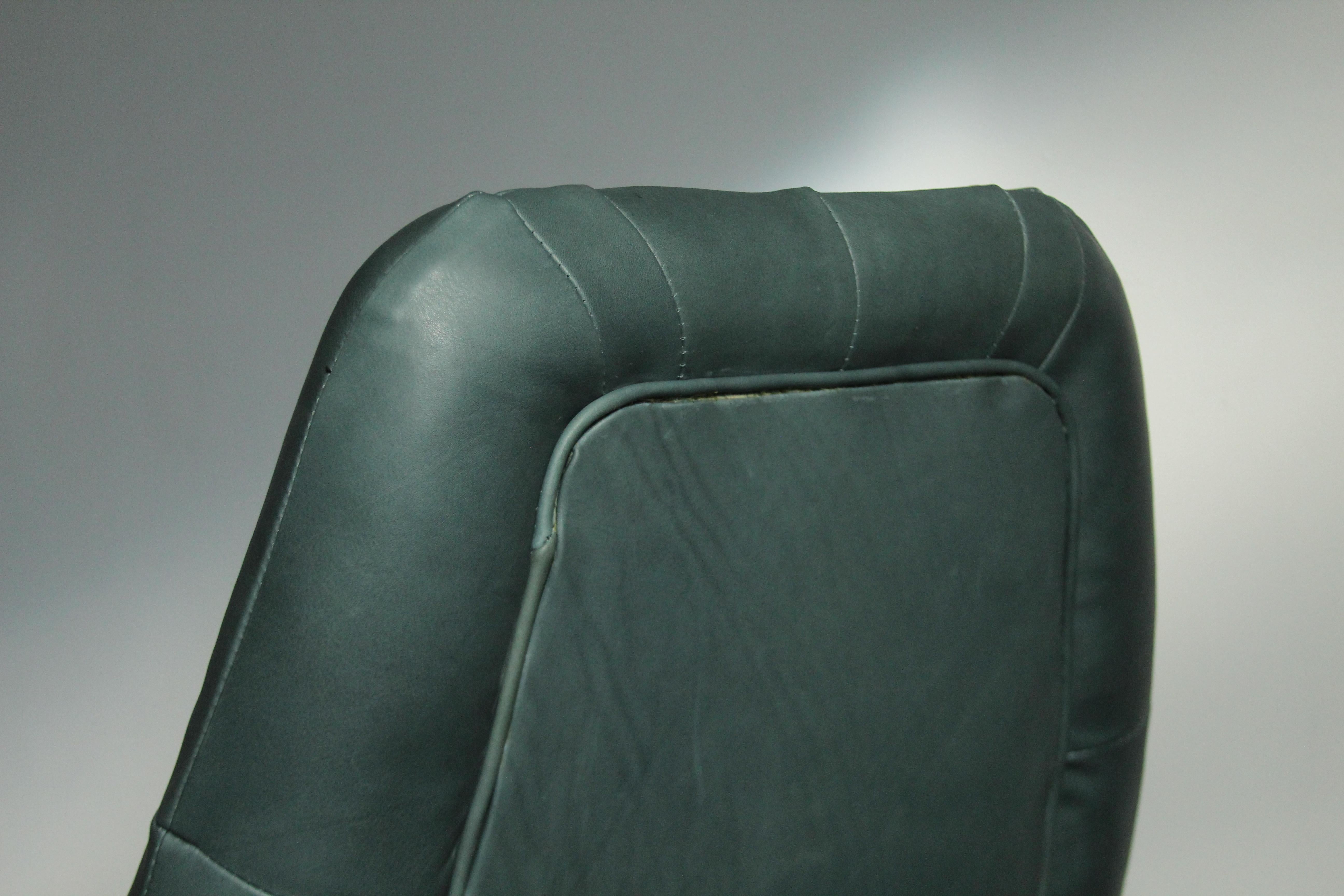 Percival Lafer Brazilian Teal Leather 'Earth Chair' and Ottoman, 1970s ...