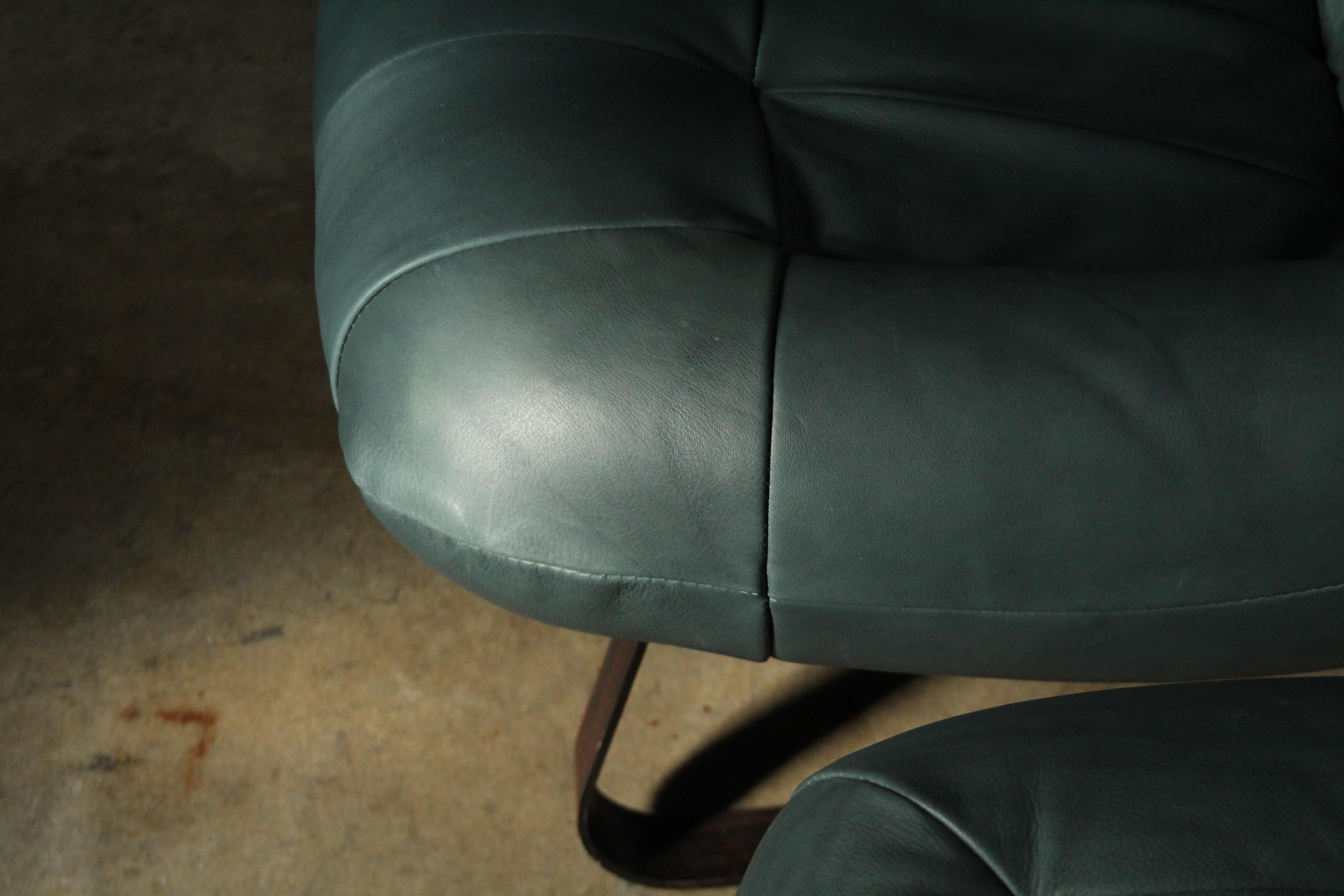 Percival Lafer Brazilian Teal Leather 'Earth Chair' and Ottoman, 1970s ...