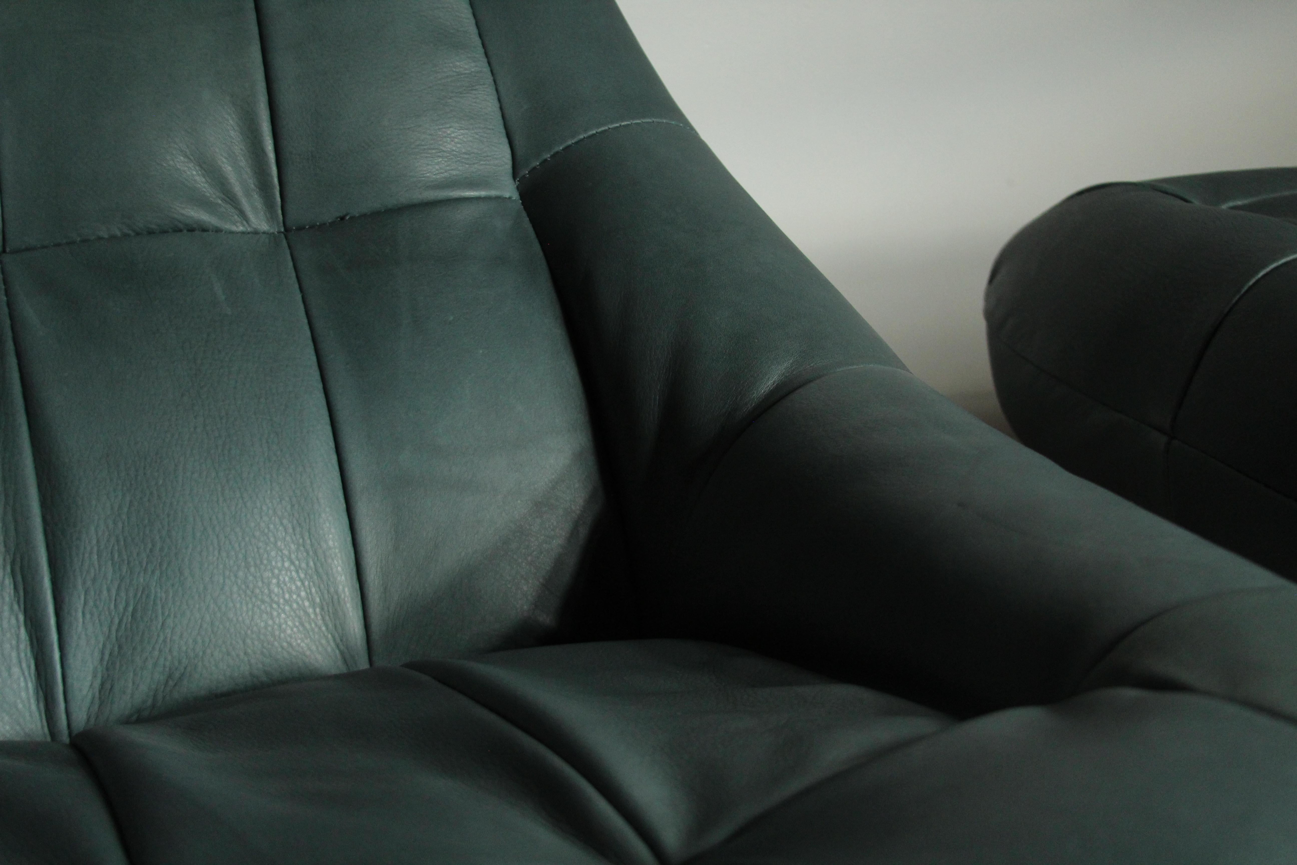 Percival Lafer Brazilian Teal Leather 'Earth Chair' and Ottoman, 1970s ...