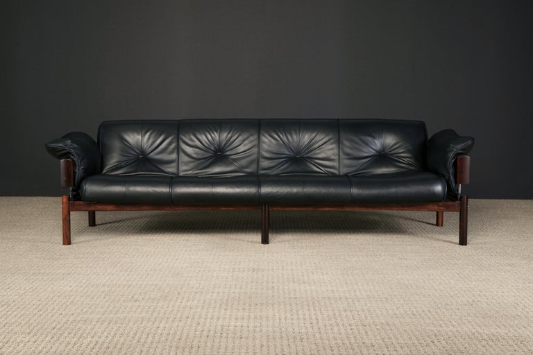 Percival Lafer 'MP-13' Rosewood and Leather Four-Seat Sofa, Brazil, c ...