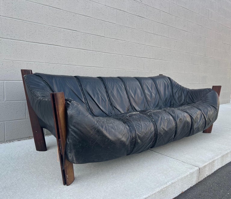 Percival Lafer MP-211 Sofa aus Palisanderholz und Leder, 1970er Jahre ...