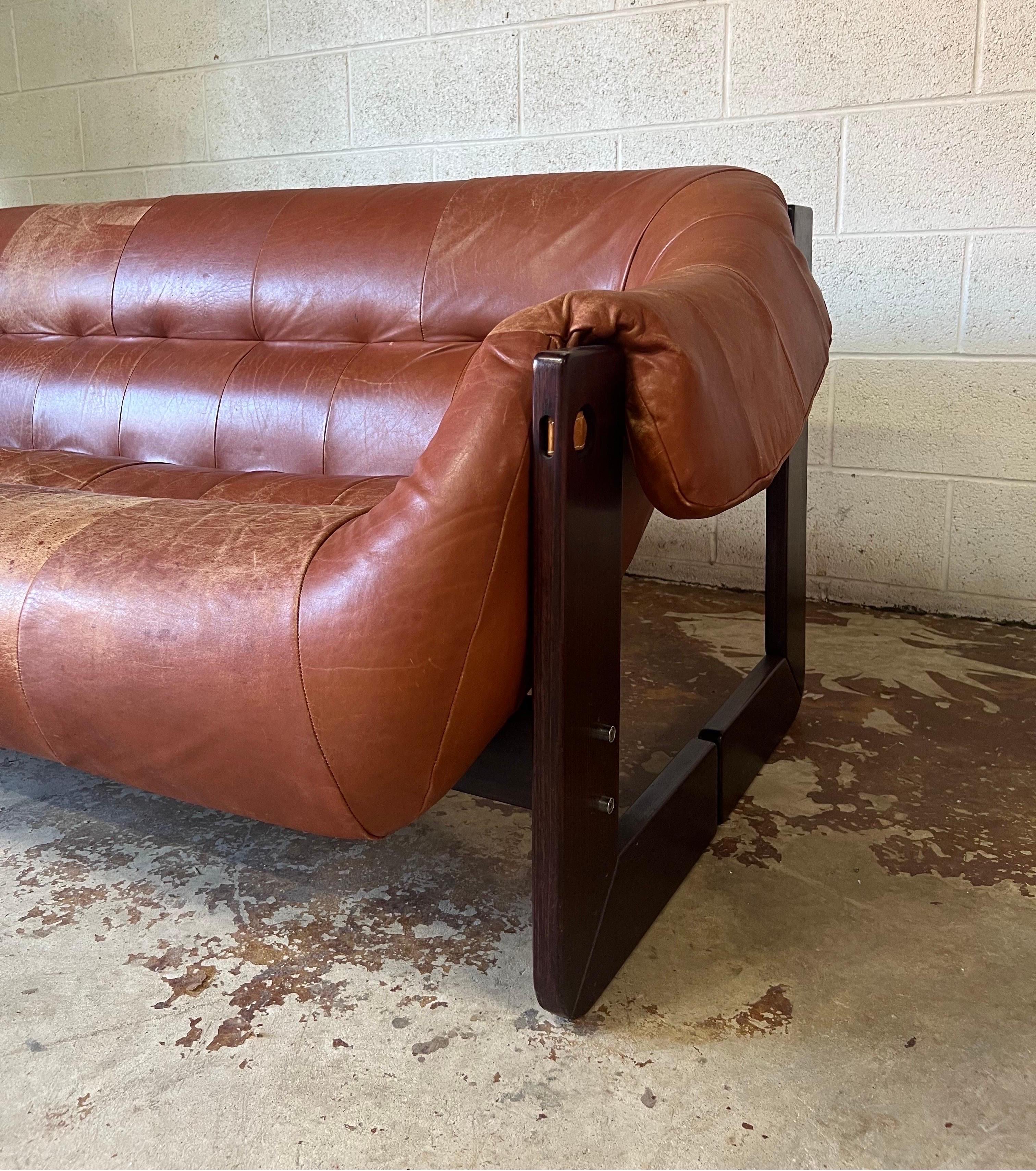 Percival Lafer ‘MP-97’ Rosewood and Leather Sofa For Sale at 1stDibs