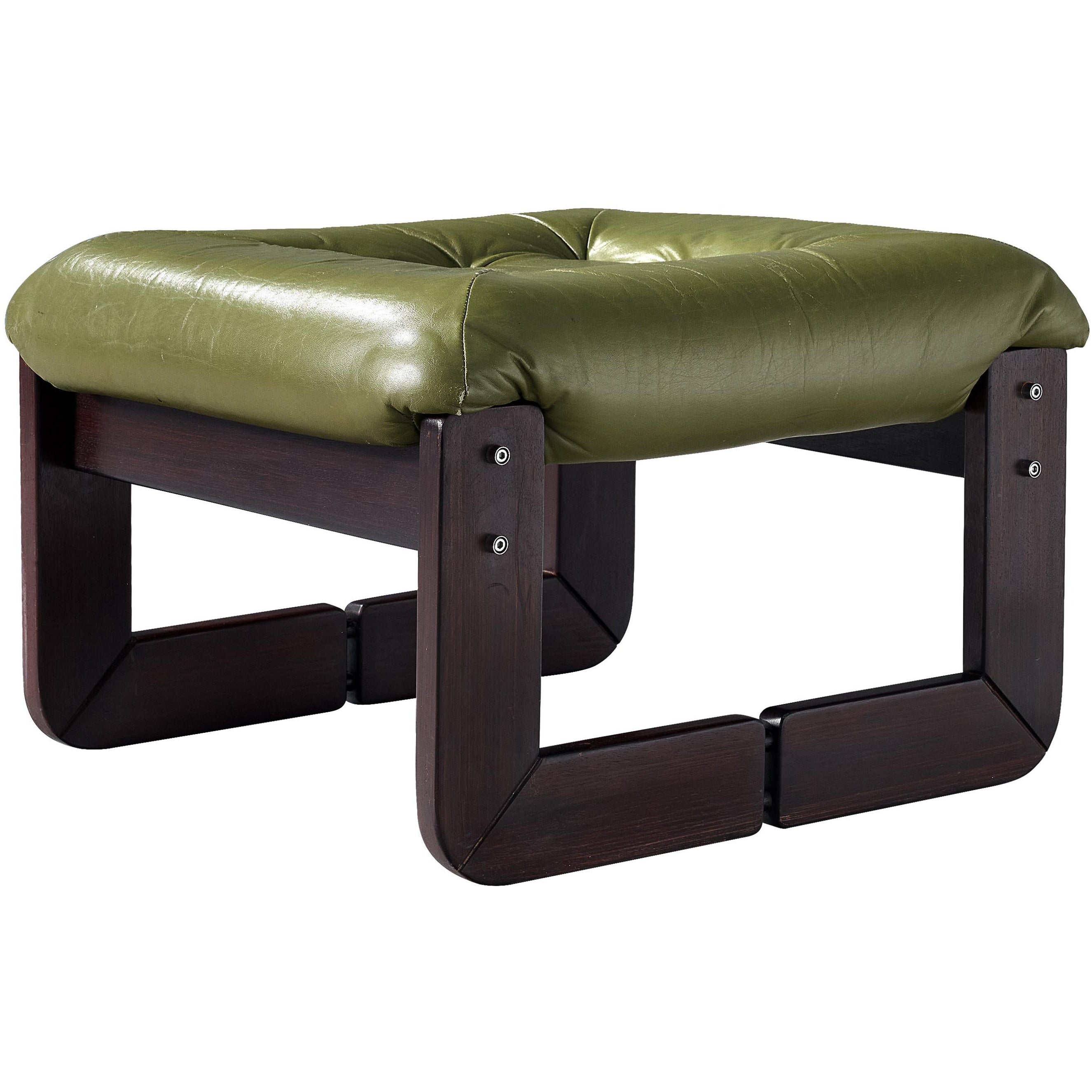 Percival Lafer Ottoman in Olive Green Leather For Sale at 1stDibs