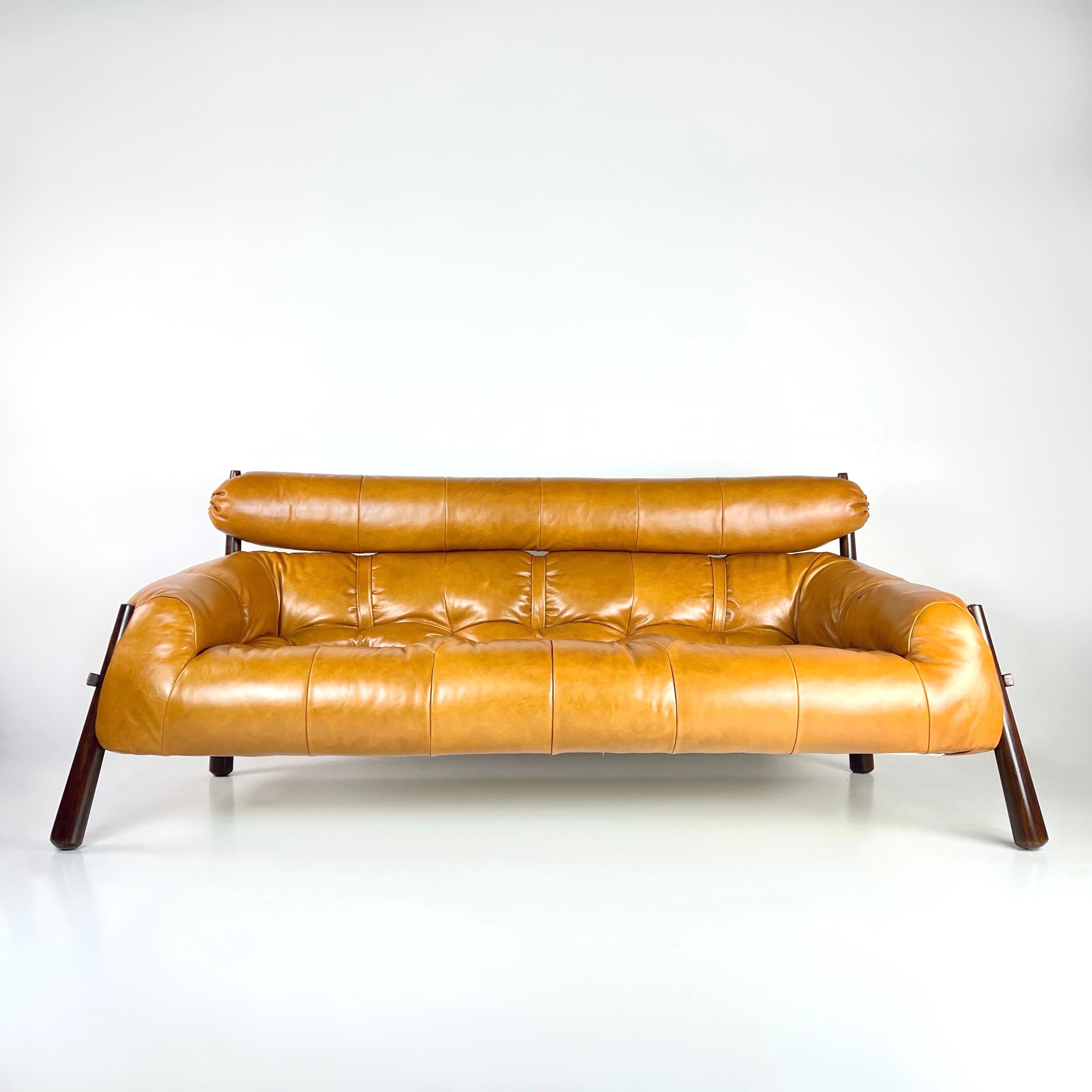 Percival Lafer Sofa MP-81 Brazil 1970 Leather Caviuna Wood Injected ...