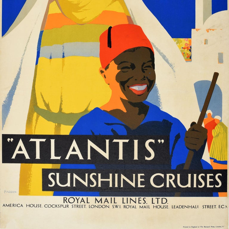 Percy Padden - Original Vintage Travel Poster Sunshine Cruises Atlantis ...
