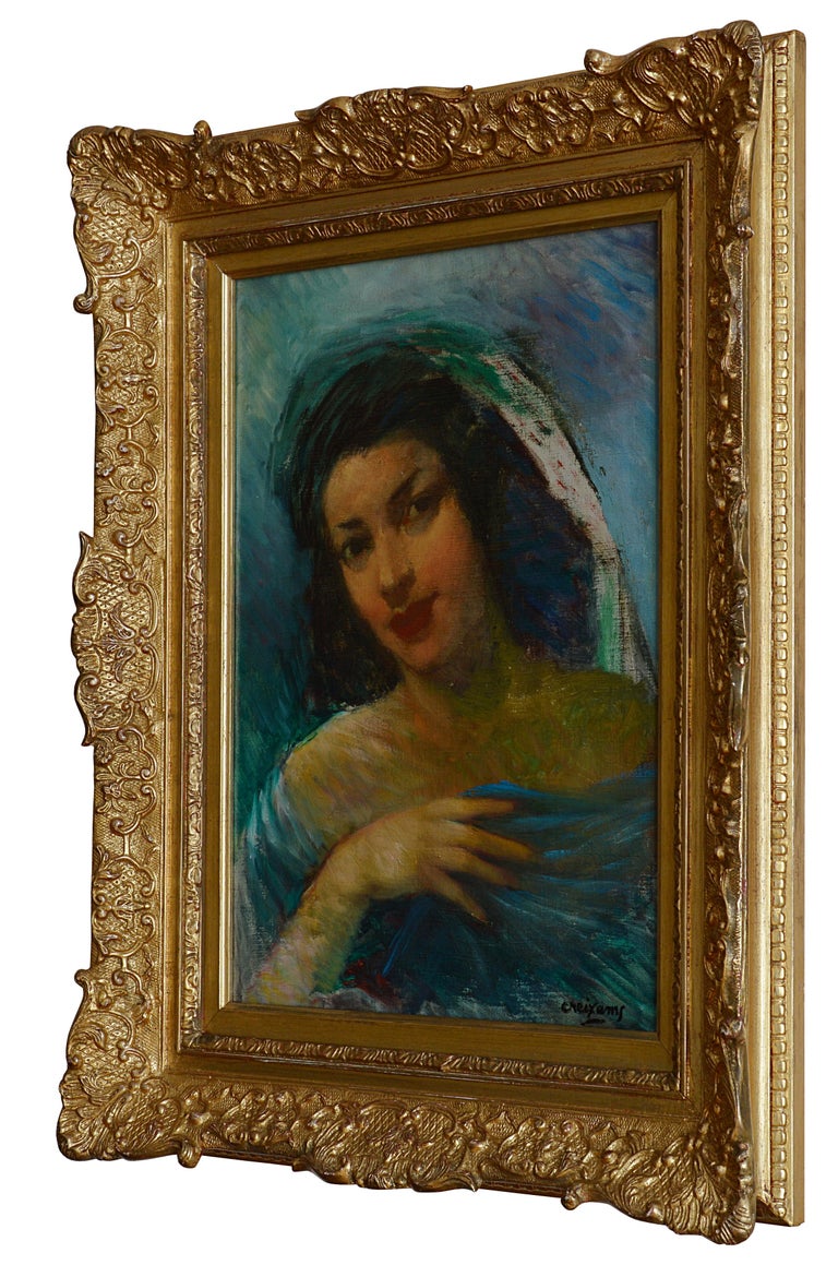 Pere Créixams Picó - Spanish Woman, Oil on Canvas For Sale at 1stDibs