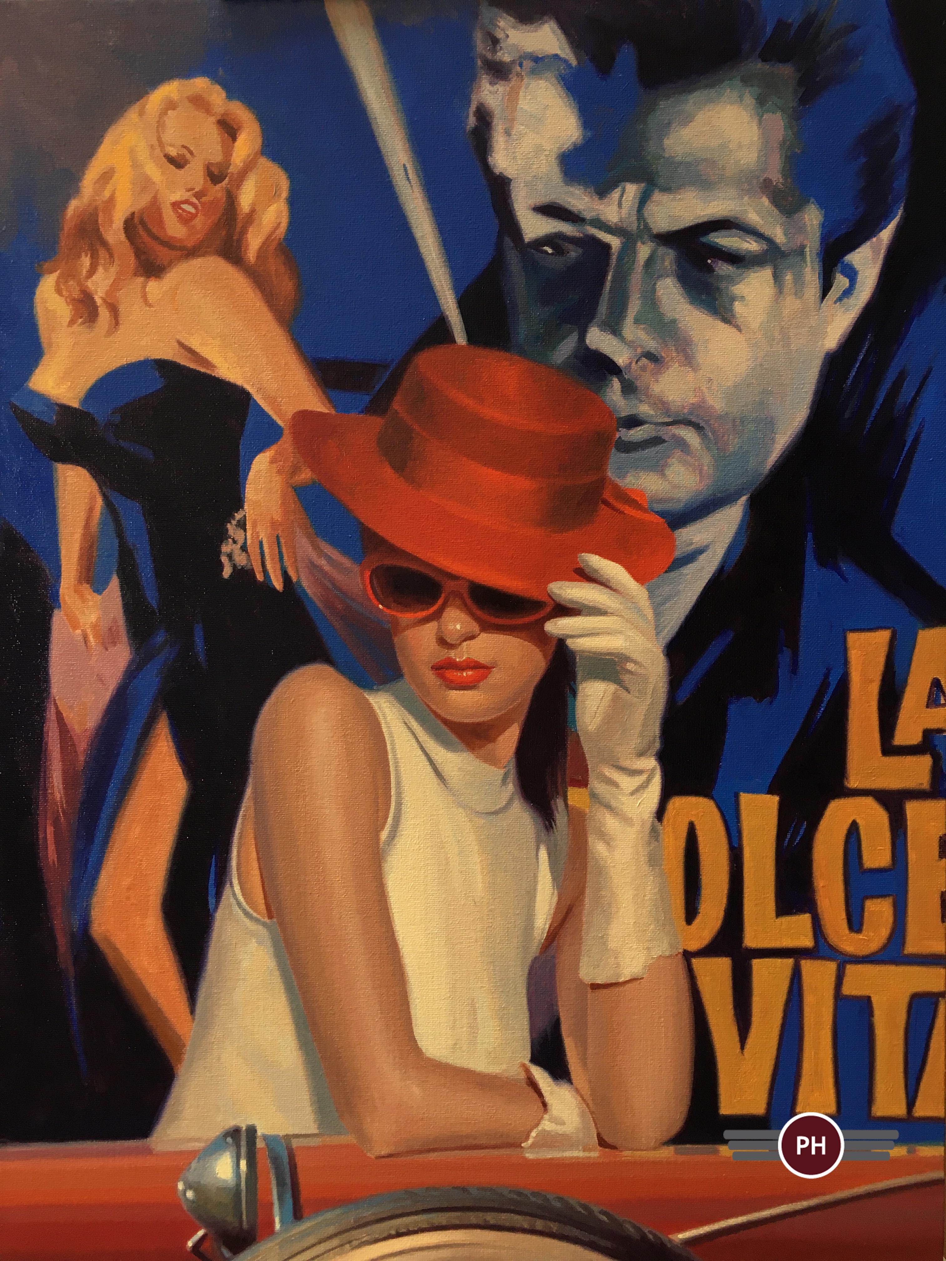 Movie Theater Street Scene Painting by Helen L. Roberts, 20th Century ...