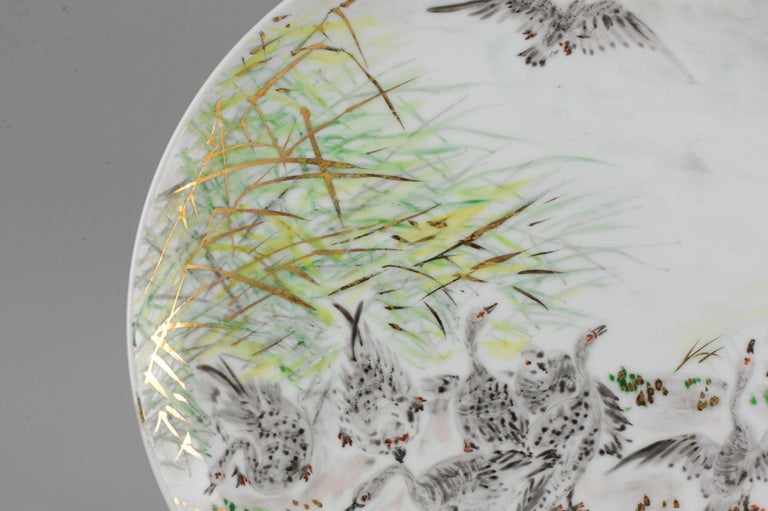 Perfect 20th-21st Century Japanese Porcelain Charger Birds Gooses in ...