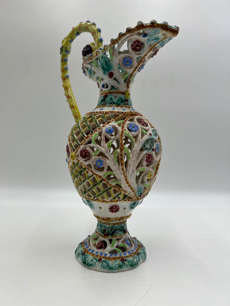 Perforated Ceramic Pitcher by Giovanni Lapucci, Italy For Sale at 1stDibs