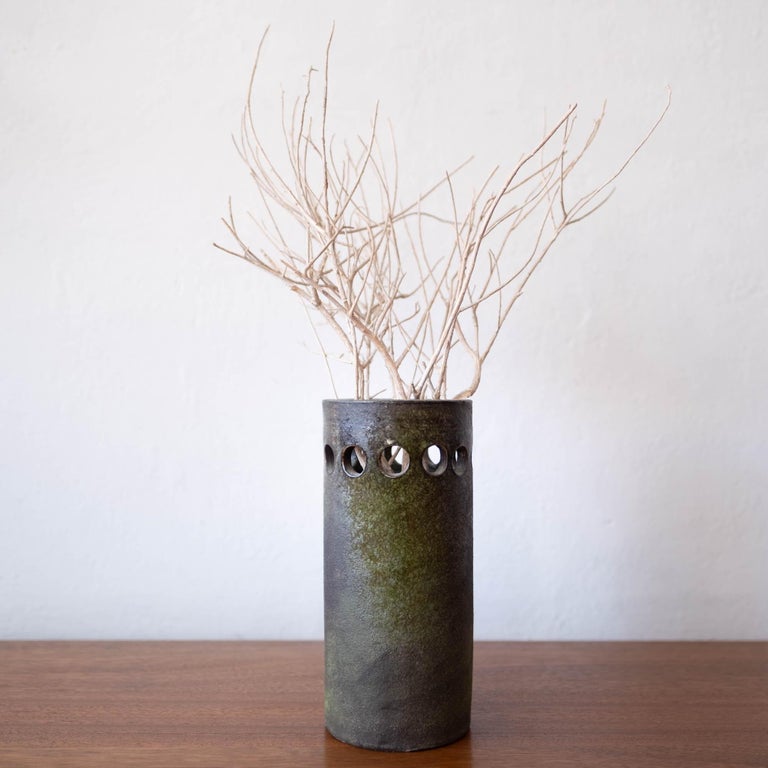 Perforated Italian Green Ceramic Vase Rosenthal Netter at 1stDibs