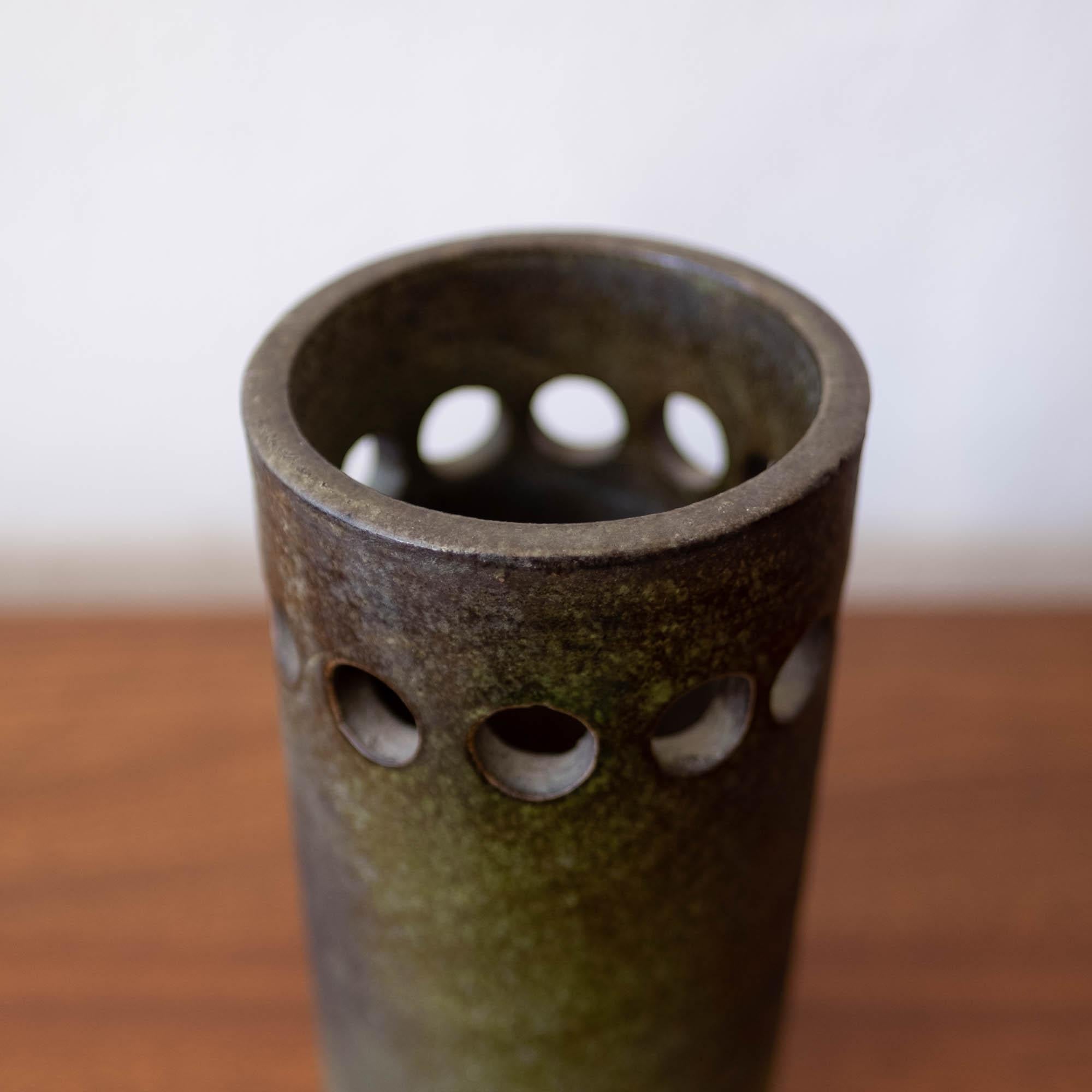 Perforated Italian Green Ceramic Vase Rosenthal Netter at 1stDibs