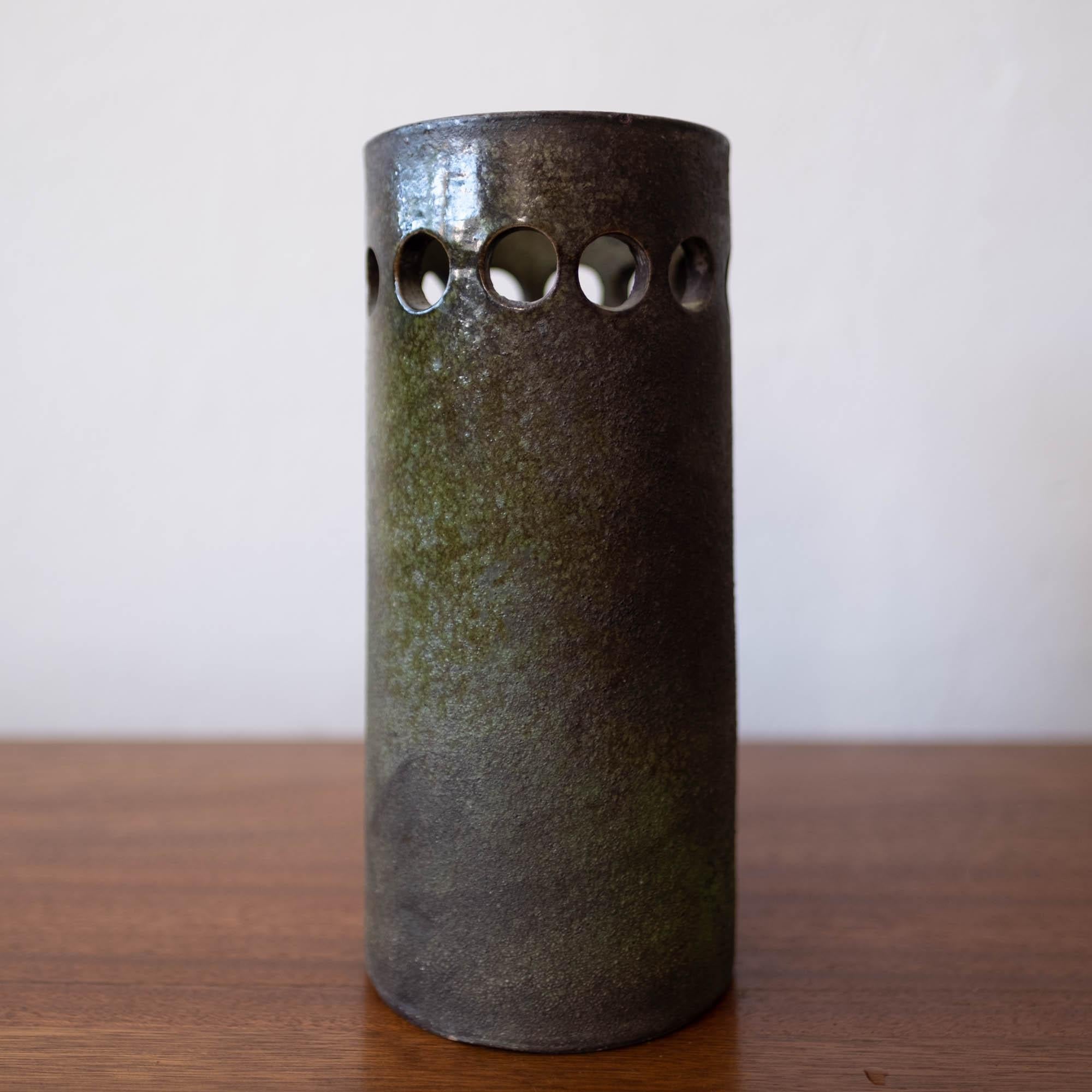 Perforated Italian Green Ceramic Vase Rosenthal Netter at 1stDibs