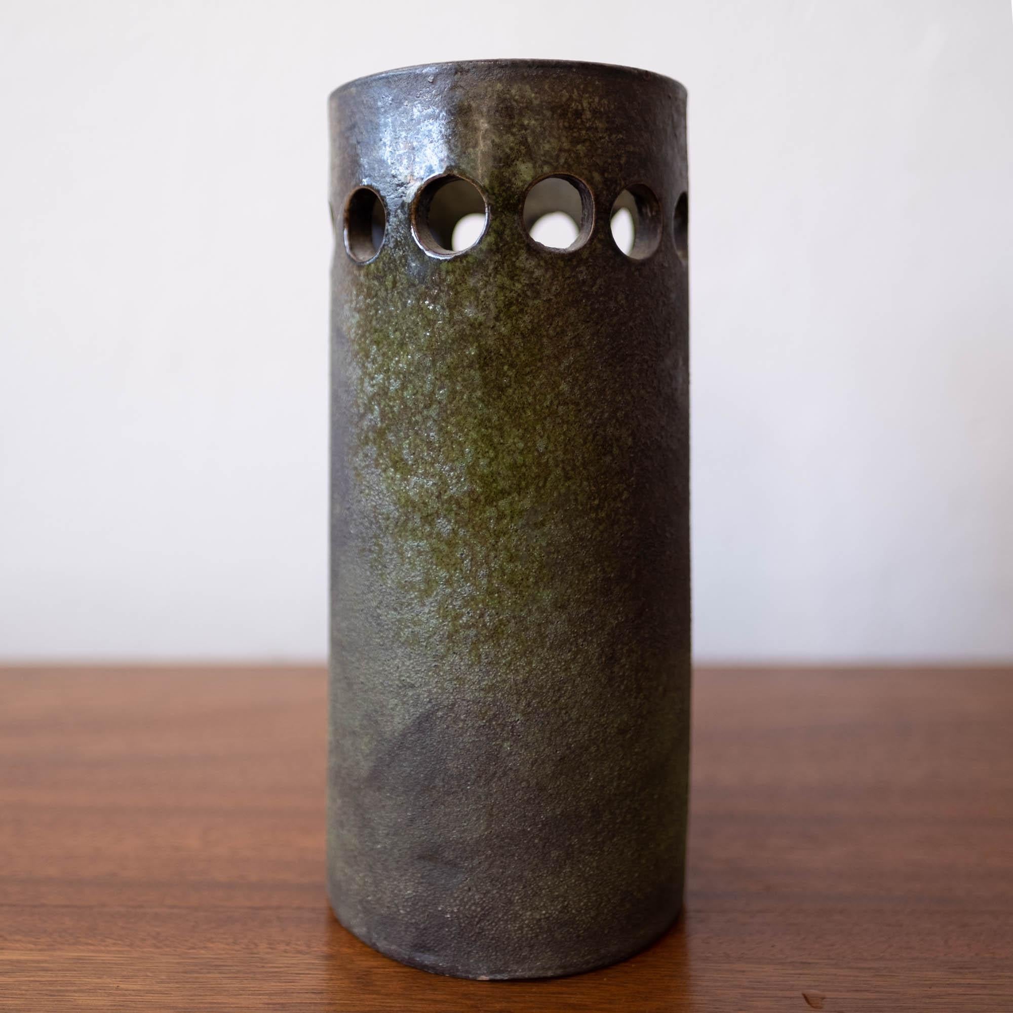 Perforated Italian Green Ceramic Vase Rosenthal Netter at 1stDibs