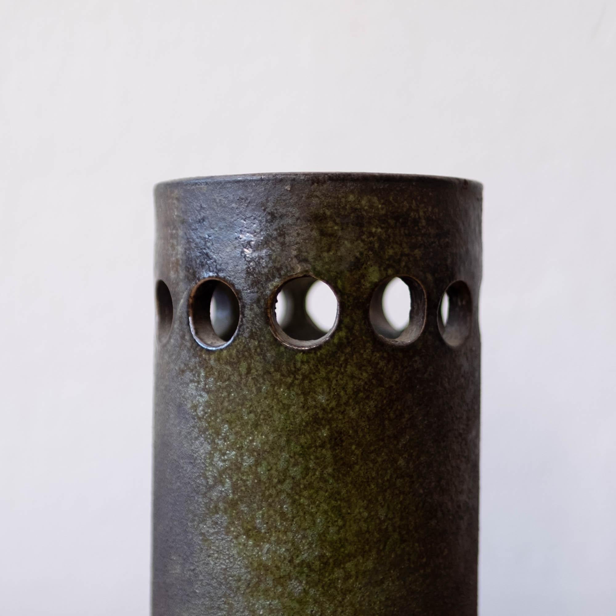 Perforated Italian Green Ceramic Vase Rosenthal Netter at 1stDibs