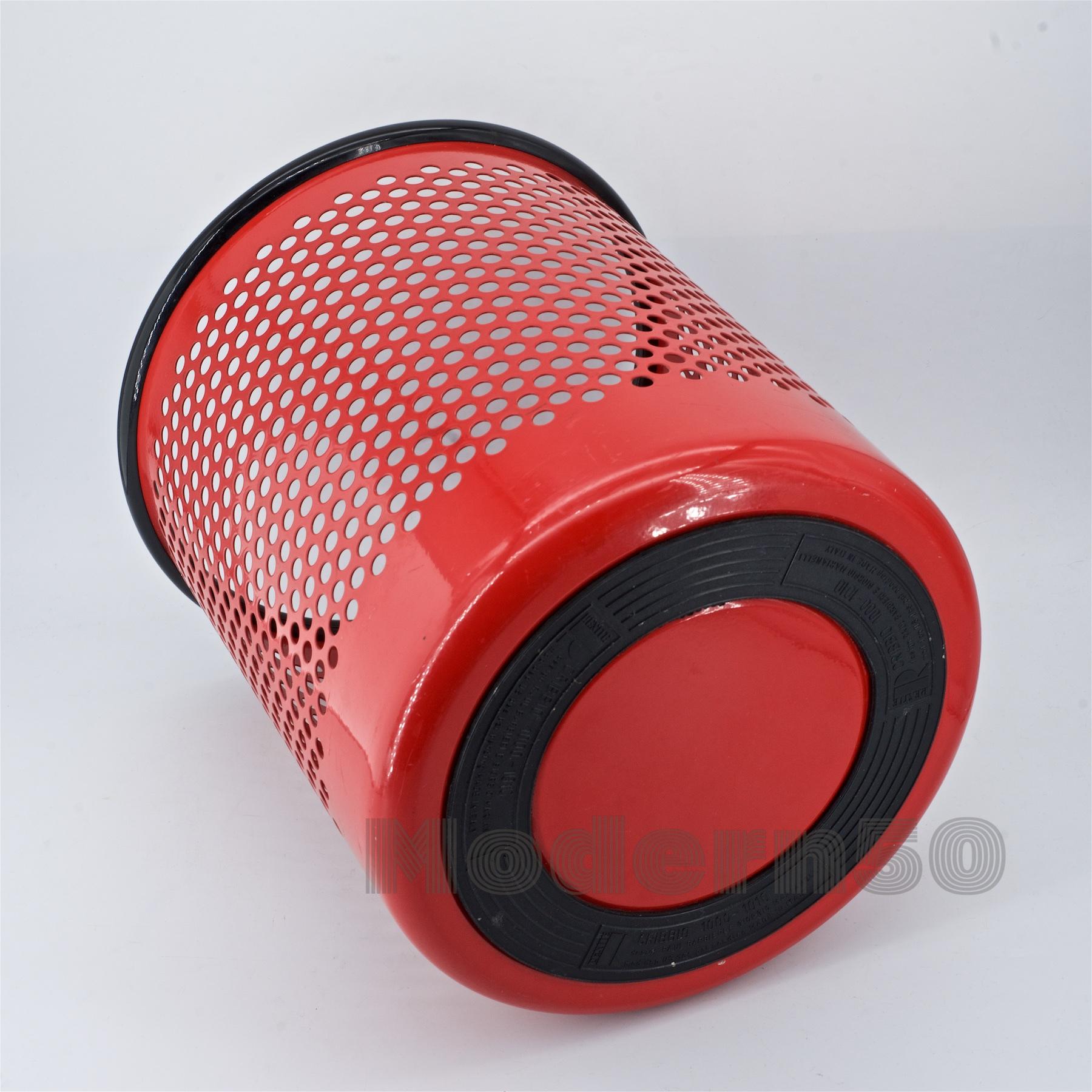 Perforated Metal Office Wastebasket Trash Can Italy Memphis Sottsass ...