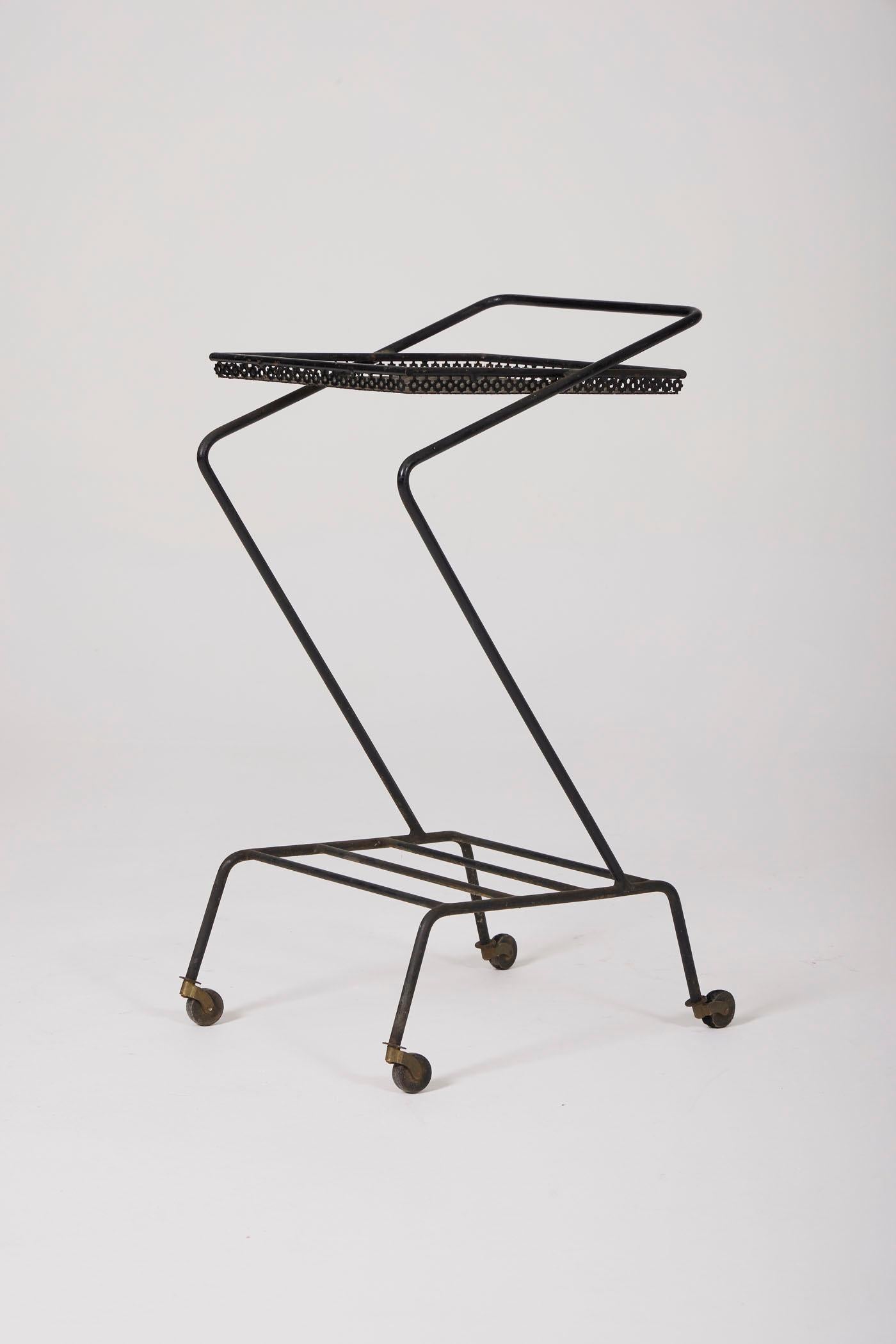 Perforated metal serving trolley For Sale at 1stDibs