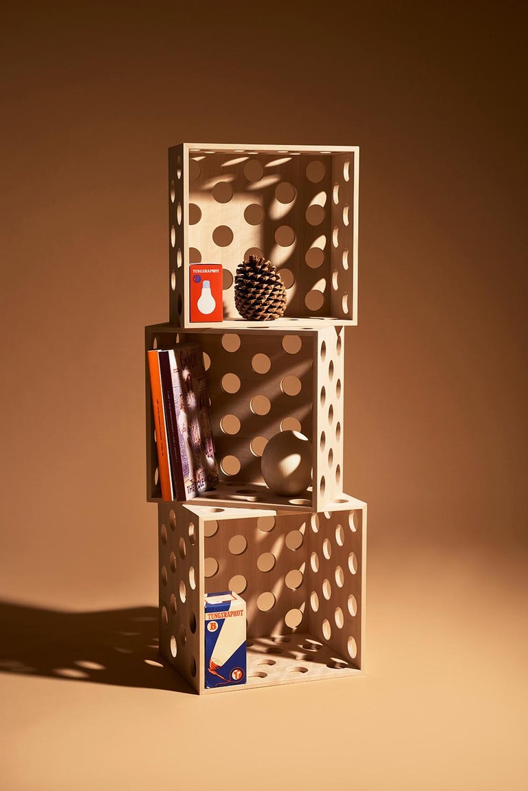 Perforated Small Low Storage Box, Birch Wood Perforated Box by Erik ...