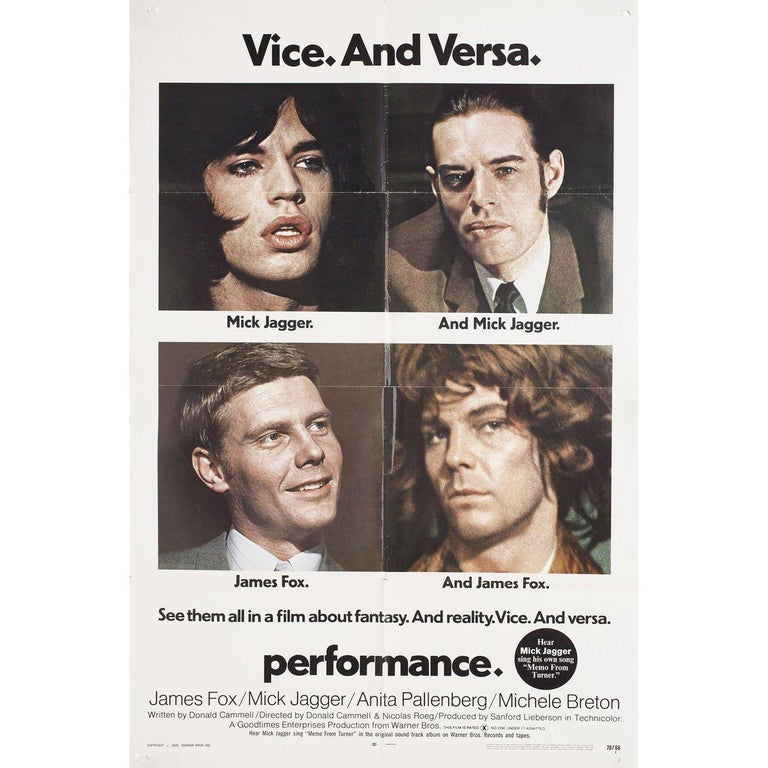"Performance" 1970 U.S. One Sheet Film Poster at 1stDibs