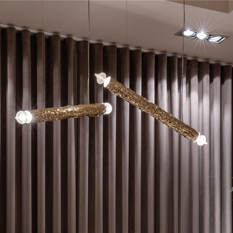 Pergamo Suspension Lamp Polished Brass and Acrylic, Metal Art Lighting ...