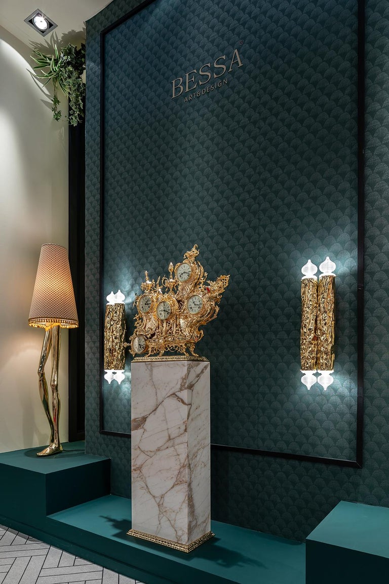 Contemporary Pergamo Wall Sconce, Polished Brass and Acrylic, Metal Art ...