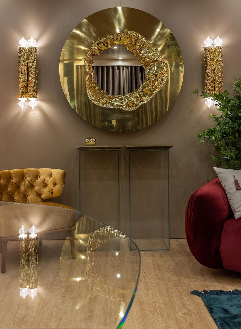 Contemporary Pergamo Wall Sconce, Polished Brass and Acrylic, Metal Art ...