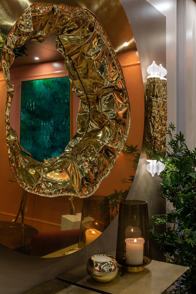 Contemporary Pergamo Wall Sconce, Polished Brass and Acrylic, Metal Art ...